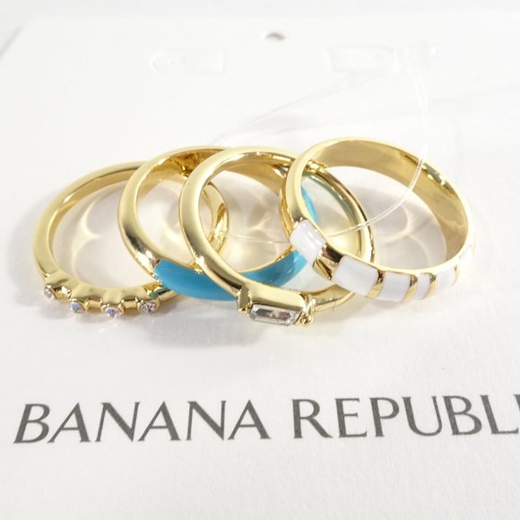Banana Republic | Jewelry | Banana Republic Enamel Crystal Stone Stack Ring | Poshmark